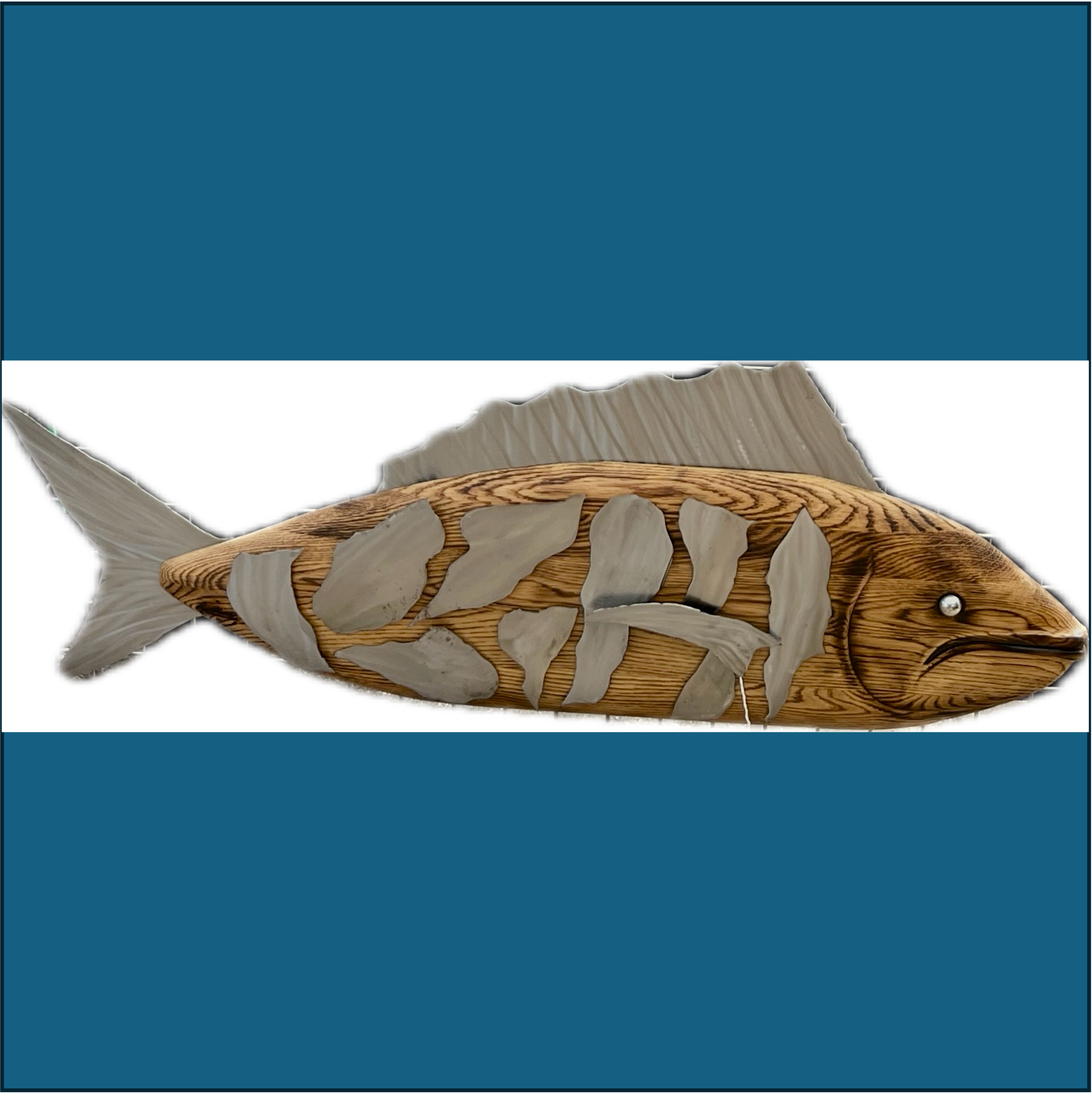 Large Flamed White Oak Fish | New Lease Art Gallery